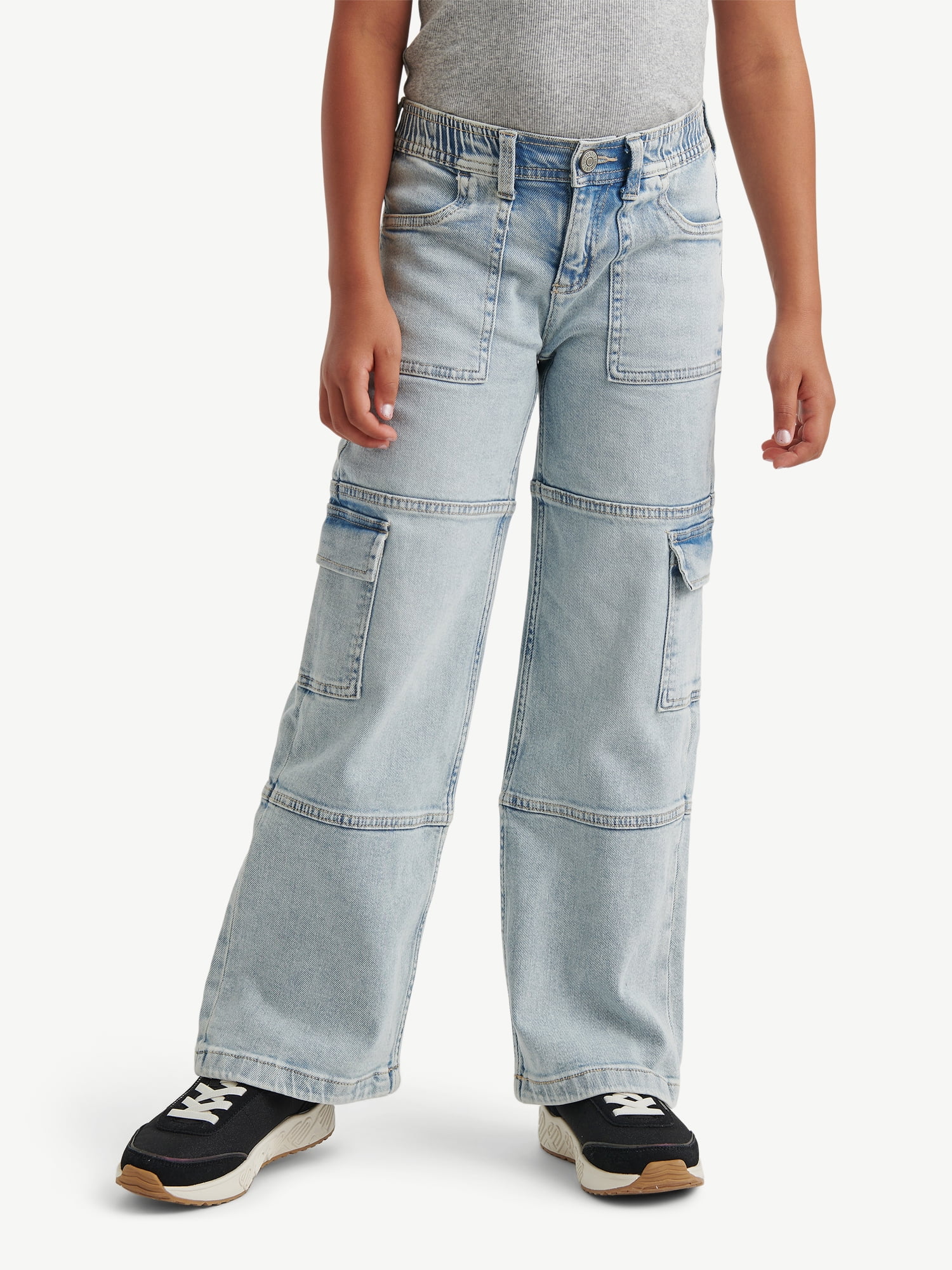 Justice Girls Seamed Knee Cargo Jean, Sizes 6-18, Slim & Plus - Walmart.com