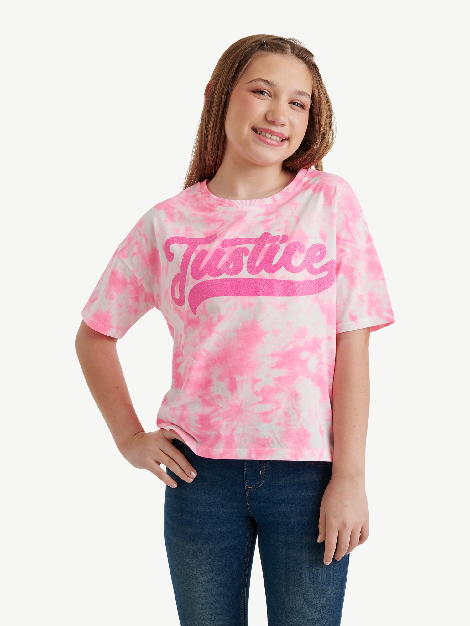 Justice Girls Short Sleeve Graphic Table Top, Sizes XS-XLP - Walmart.com