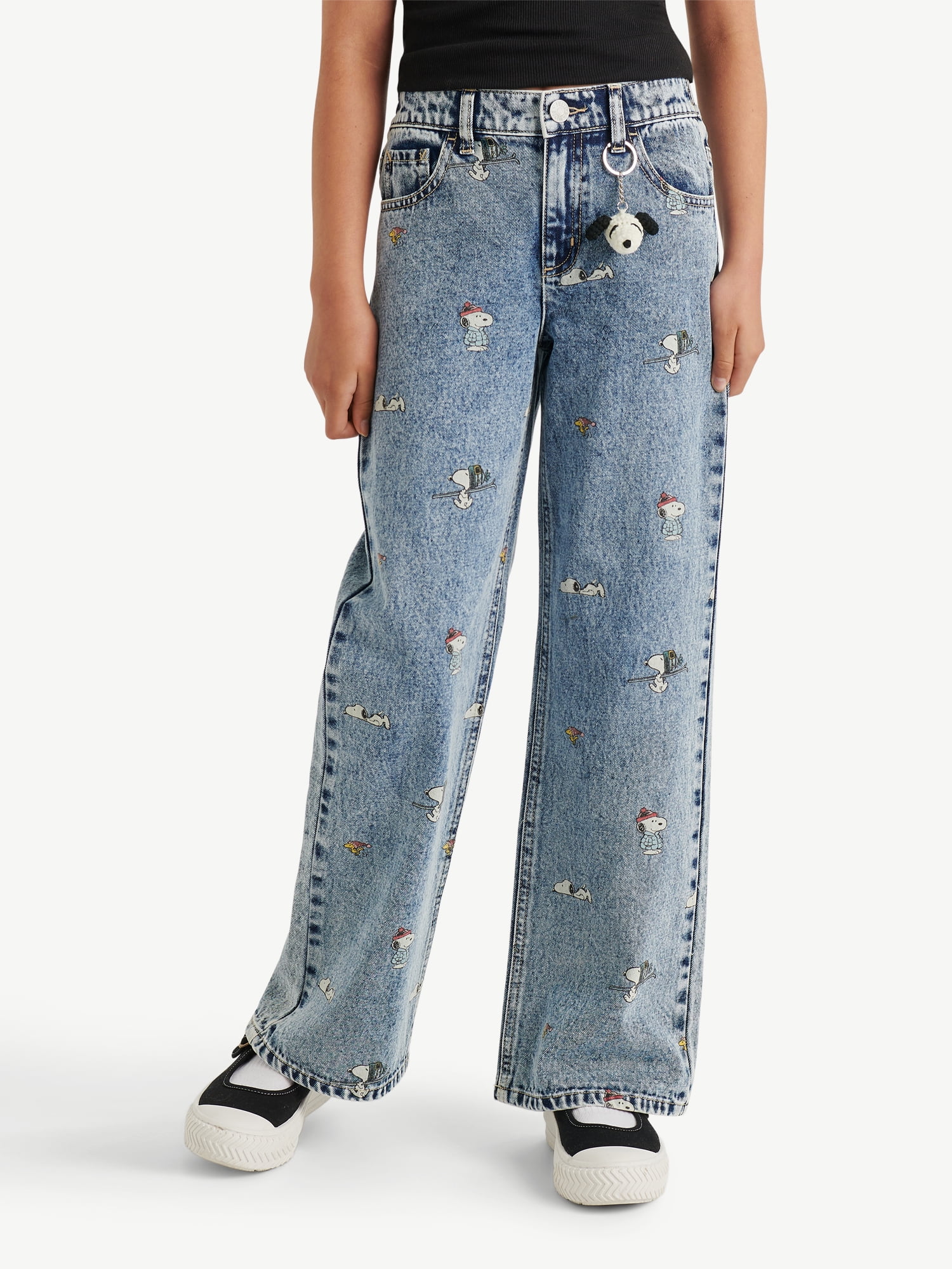 Justice x Snoopy Girls Wide Leg Jean, Sizes 6-18, Slim & Plus - Walmart.com
