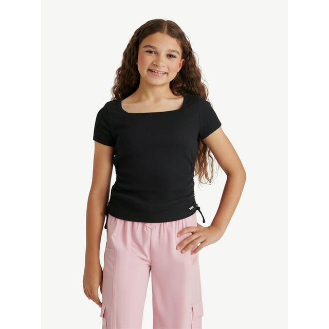 Justice Girls Square Neck Short Sleeve Top, Sizes XS - XLP - Walmart.com