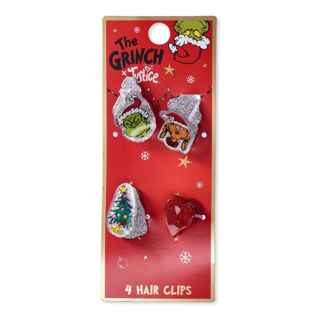 Justice Girls The Grinch Glitter Mini Claw Hair Clip, 4-Pack Multi ...