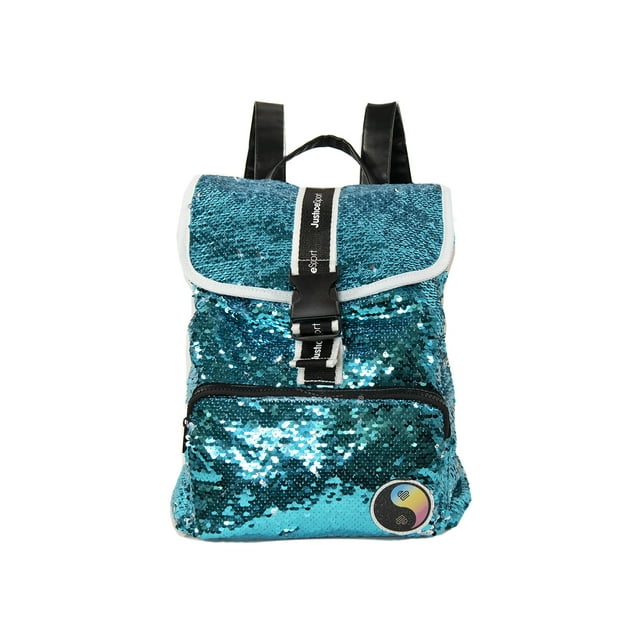 Justice Girls Turquoise Sequin Mini Backpack with Flap Closure ...