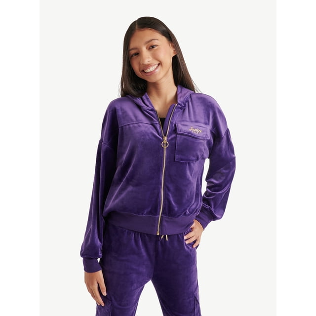 Justice Girls Velour Hooded Full Zip, Sizes XS - XLP - Walmart Business ...