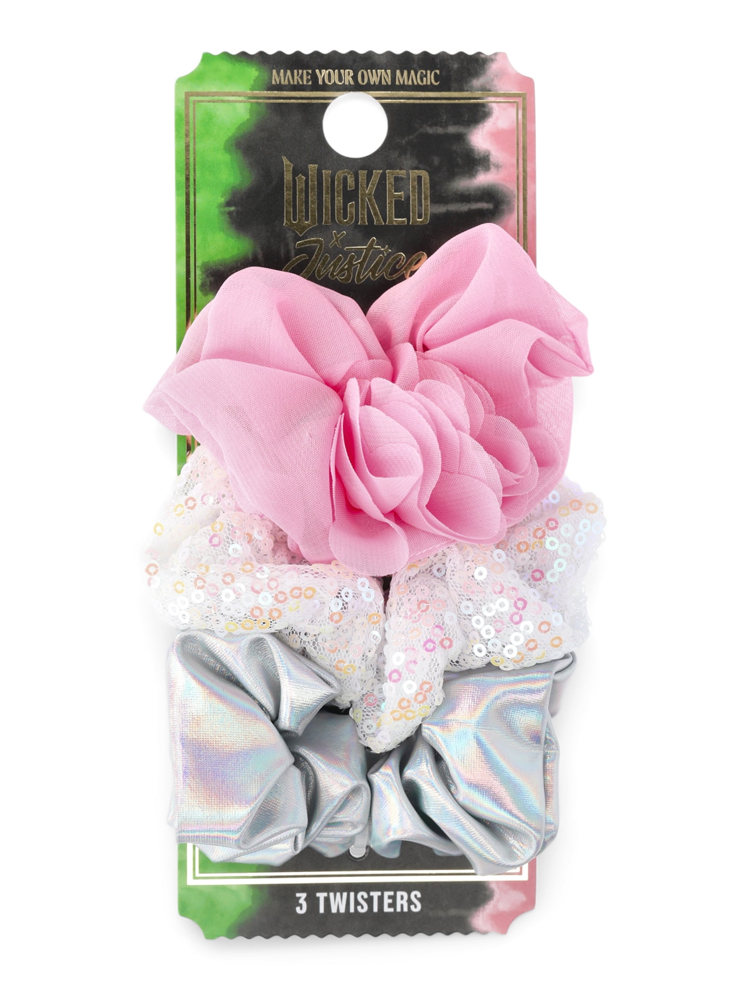 Justice Wicked Girls Assorted Hair Twisters, 3-Piece Set, Pink Silver ...