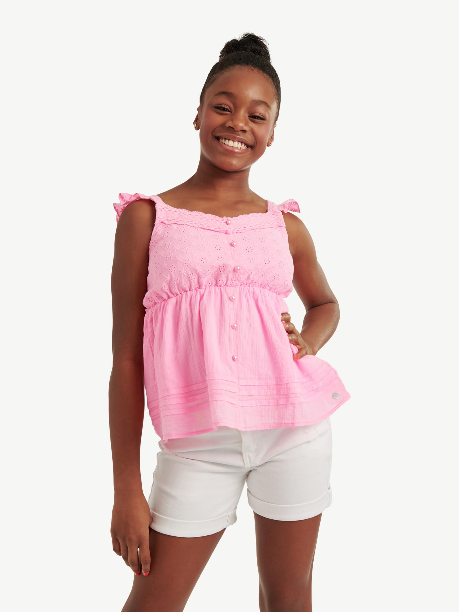 Justice Girls Woven Mix Tank Top, Sizes XS-XLP - Walmart.com