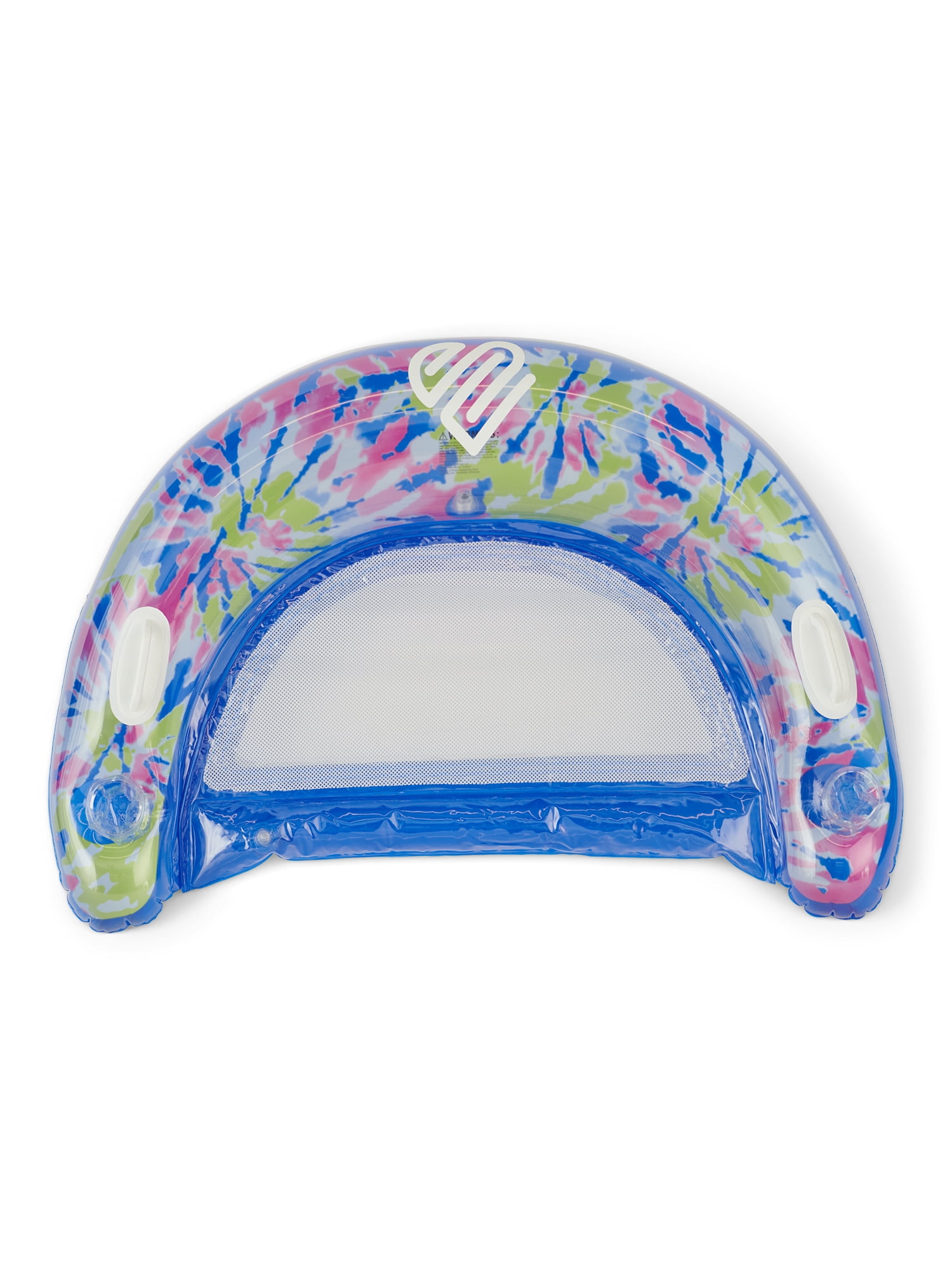 Justice Inflatable Chill-Out Pool Chair Float with Cup Holder, Mesh ...