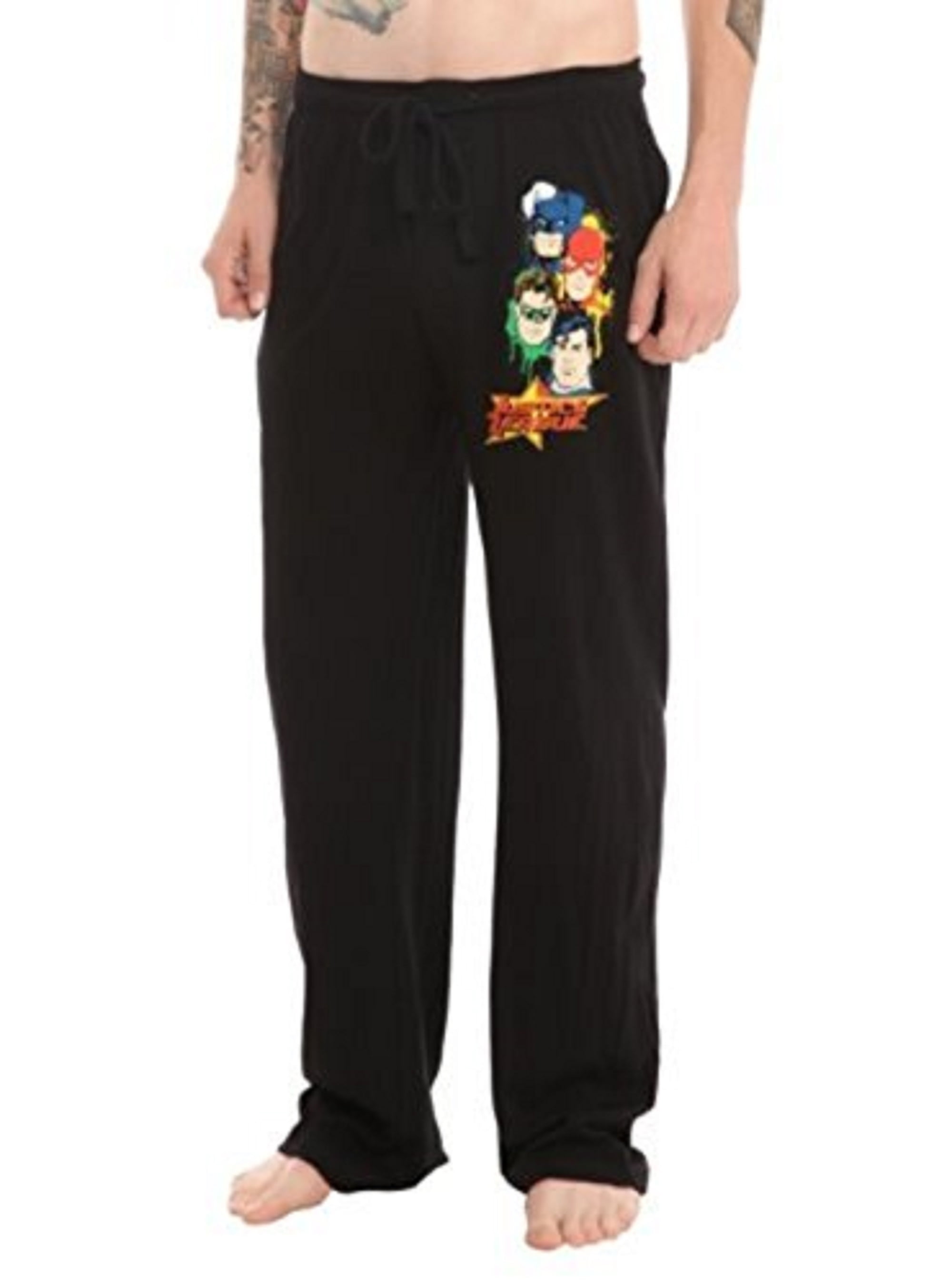 Justice League Adult Men Black Pajama PJ Lounge Pants Batman, The Flash ...