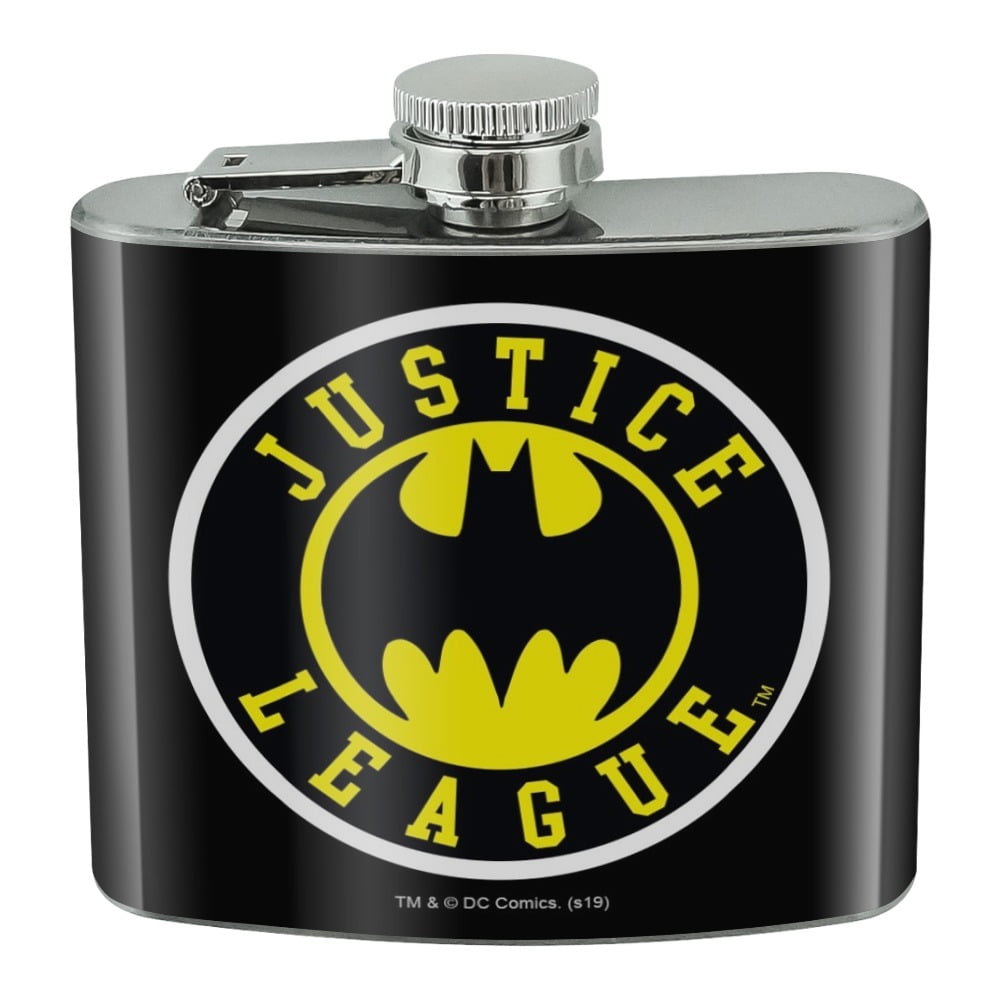 Justice League Batman Athletic Logo Stainless Steel 5oz Hip Drink ...