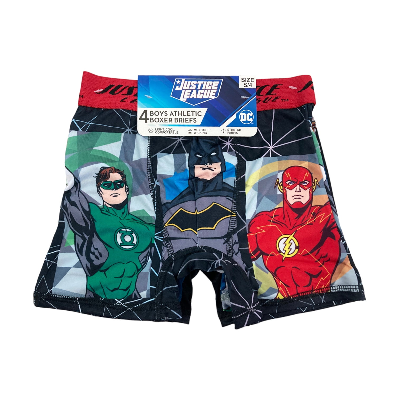 Justice League Boy's Superhero Moisture Wicking Athletic Boxer Briefs ...