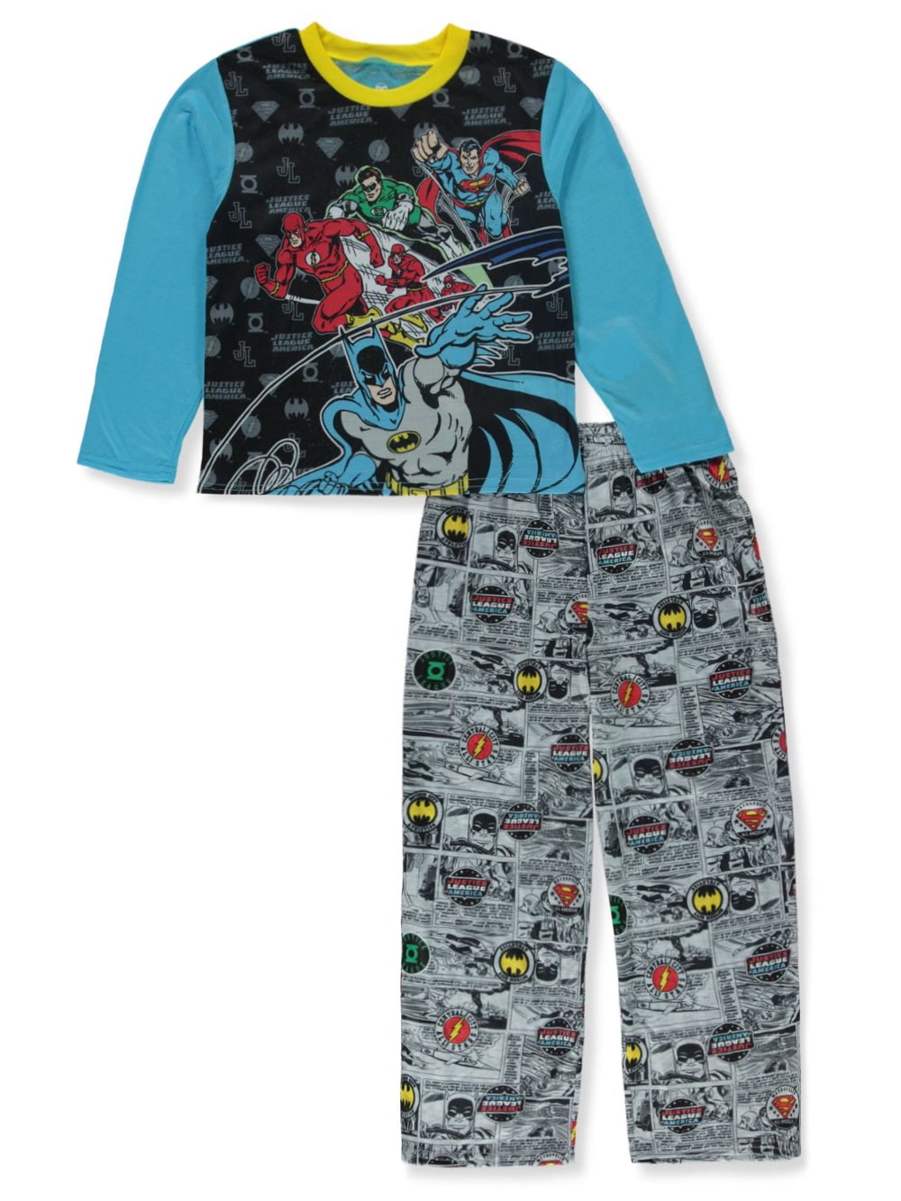 Justice League Boys' 2-Piece Microfleece Pajamas - blue, 4 - 5 (Little ...