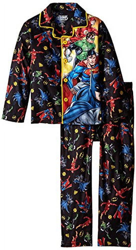 Justice League Boys Superhero Pajama Flannel Coat Set, Black, Medium ...
