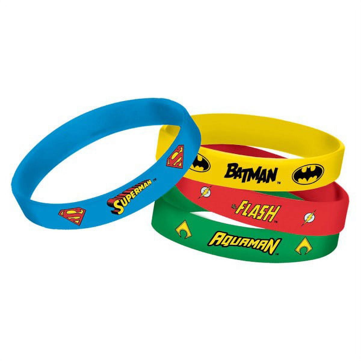 Justice League 'Heroes Unite' Rubber Bracelets / Favors (4pcs ...