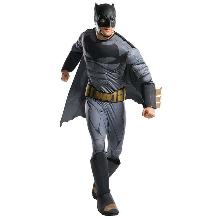 RUBIES II Batman Deluxe Costume for Adults with Muscle Chest Jumpsuit Black One Size
