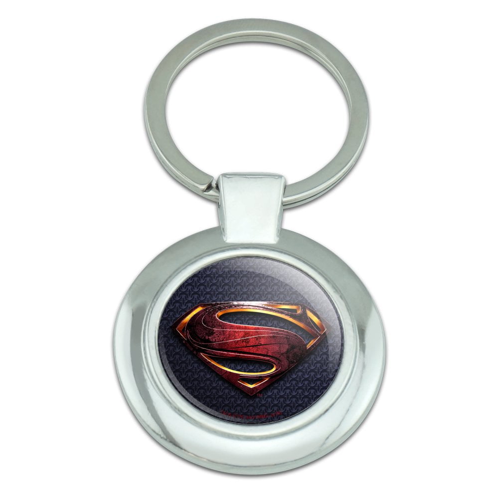 Justice League Movie Superman Logo Keychain Classy Round Chrome Plated ...