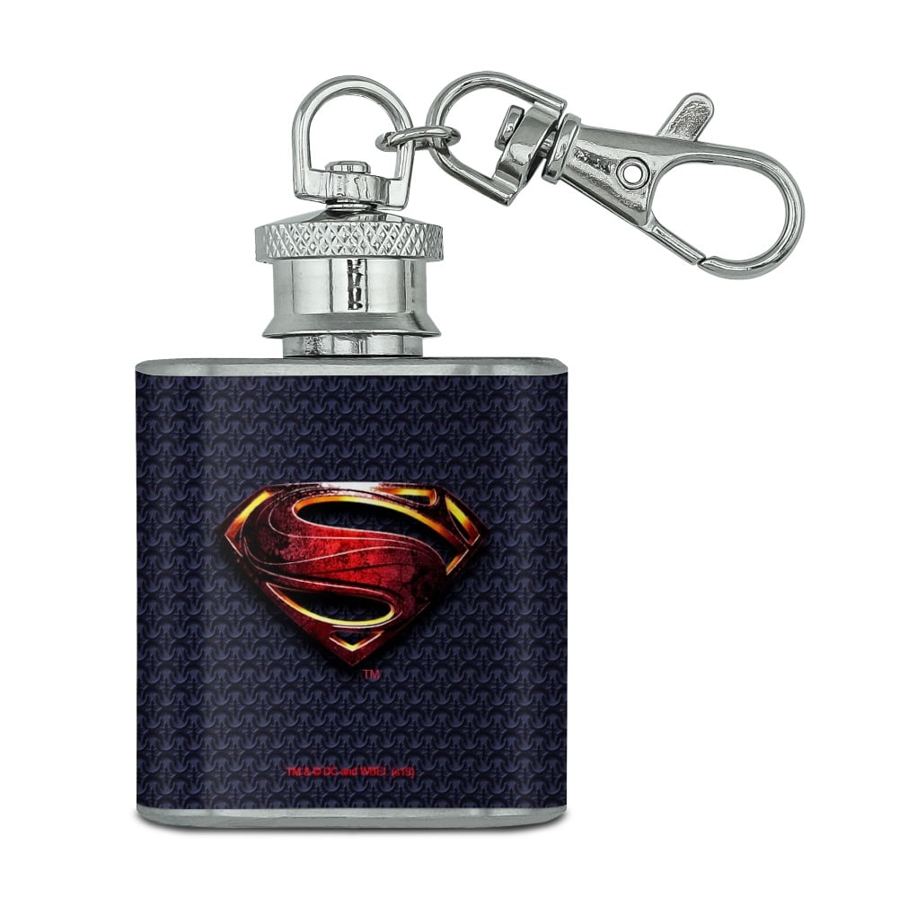 Justice League Movie Superman Logo Stainless Steel 1oz Mini Flask Key ...