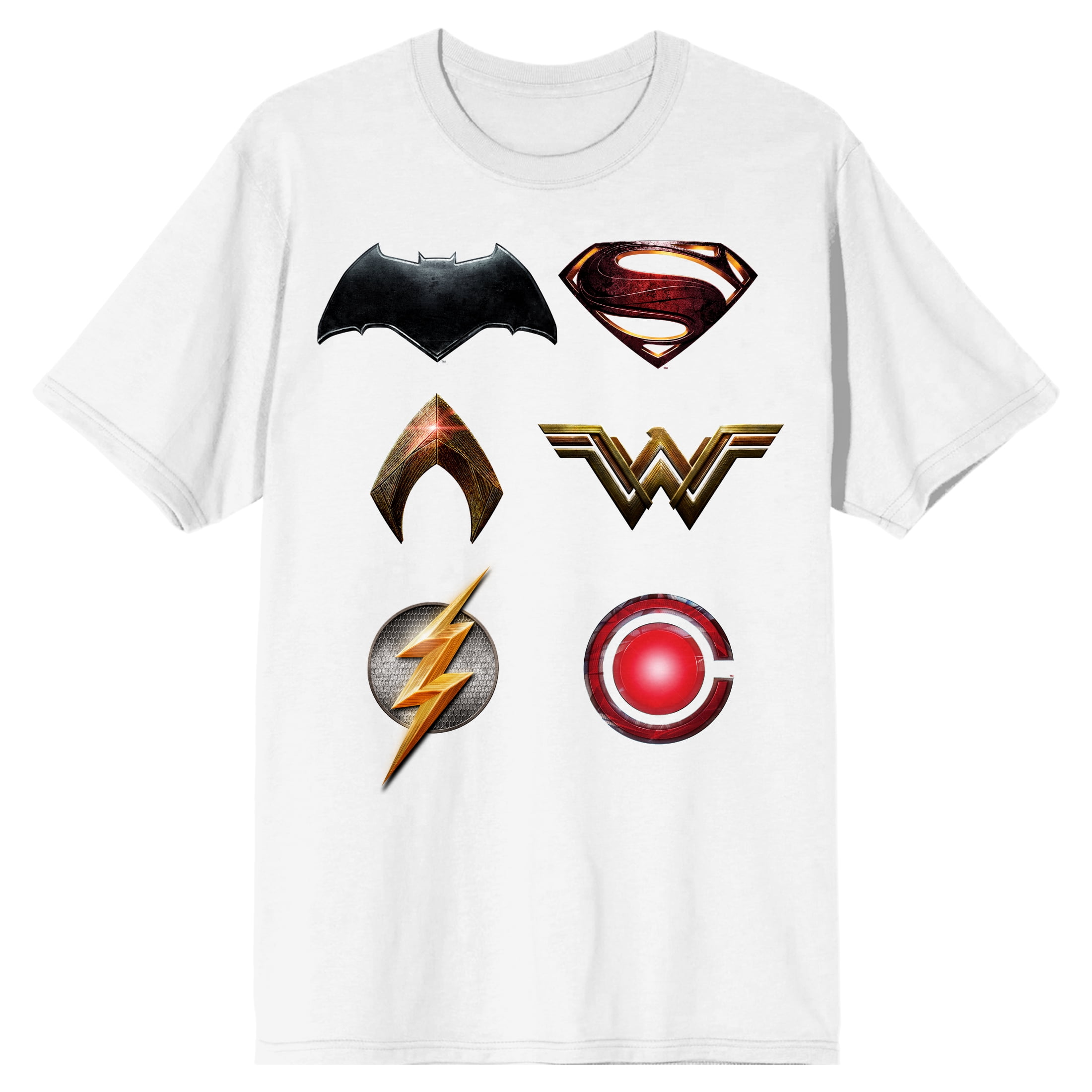 Justice League Mve Superheroes Emblems Men's White T-Shirt-Small ...