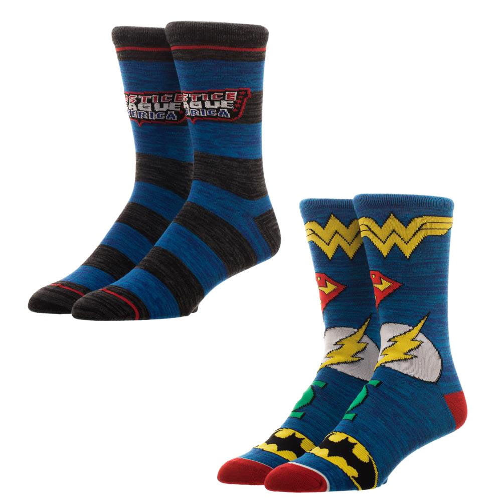Justice League Symbols and Stripes Crew Socks 2-Pack Superhero socks ...