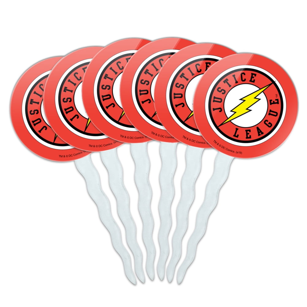 Justice League The Flash Athletic Logo Cupcake Picks Toppers Decoration ...