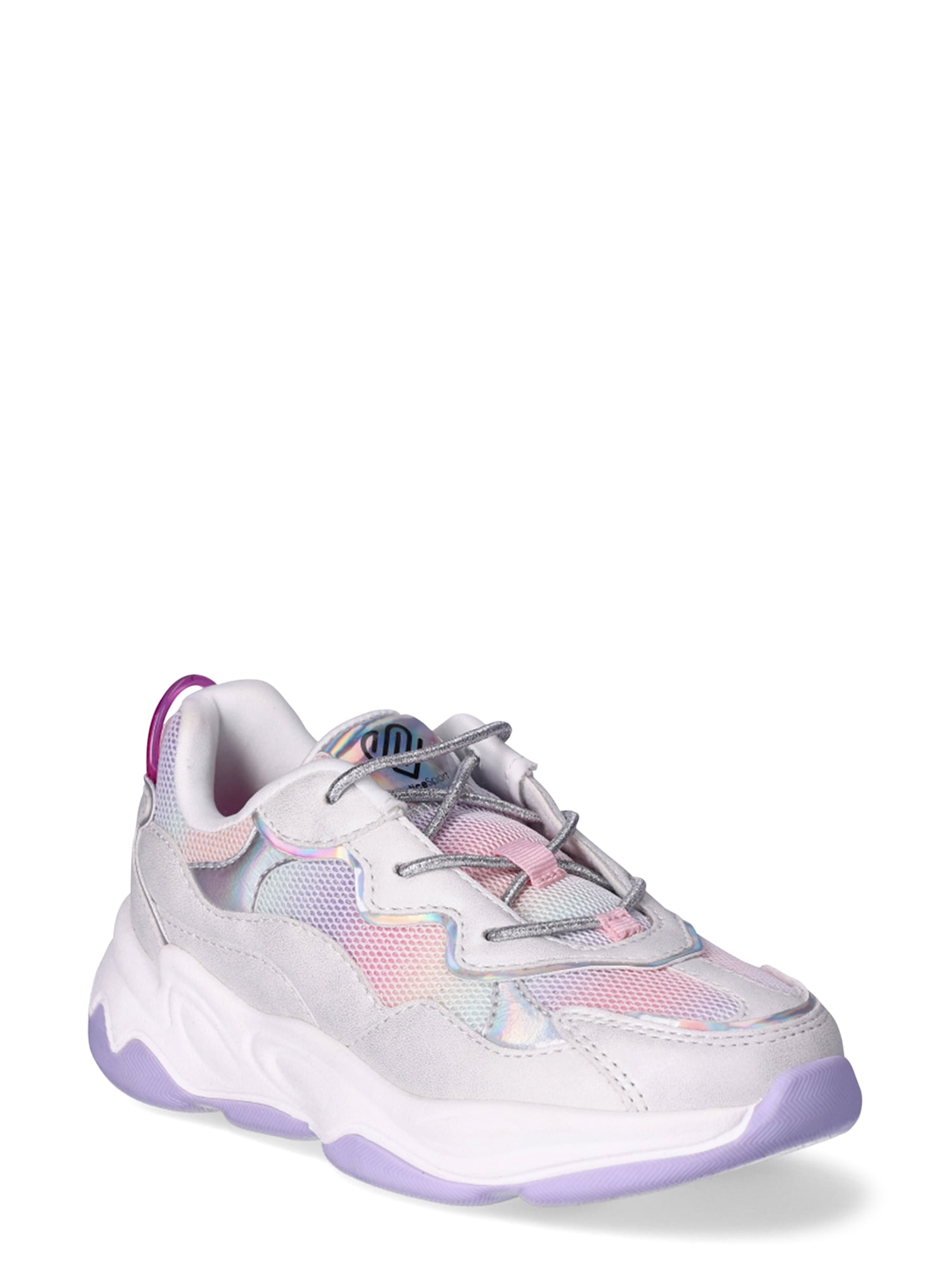 Justice Shimmer Sport Sneakers - Glitter Mesh Athletic Shoes - Walmart.com