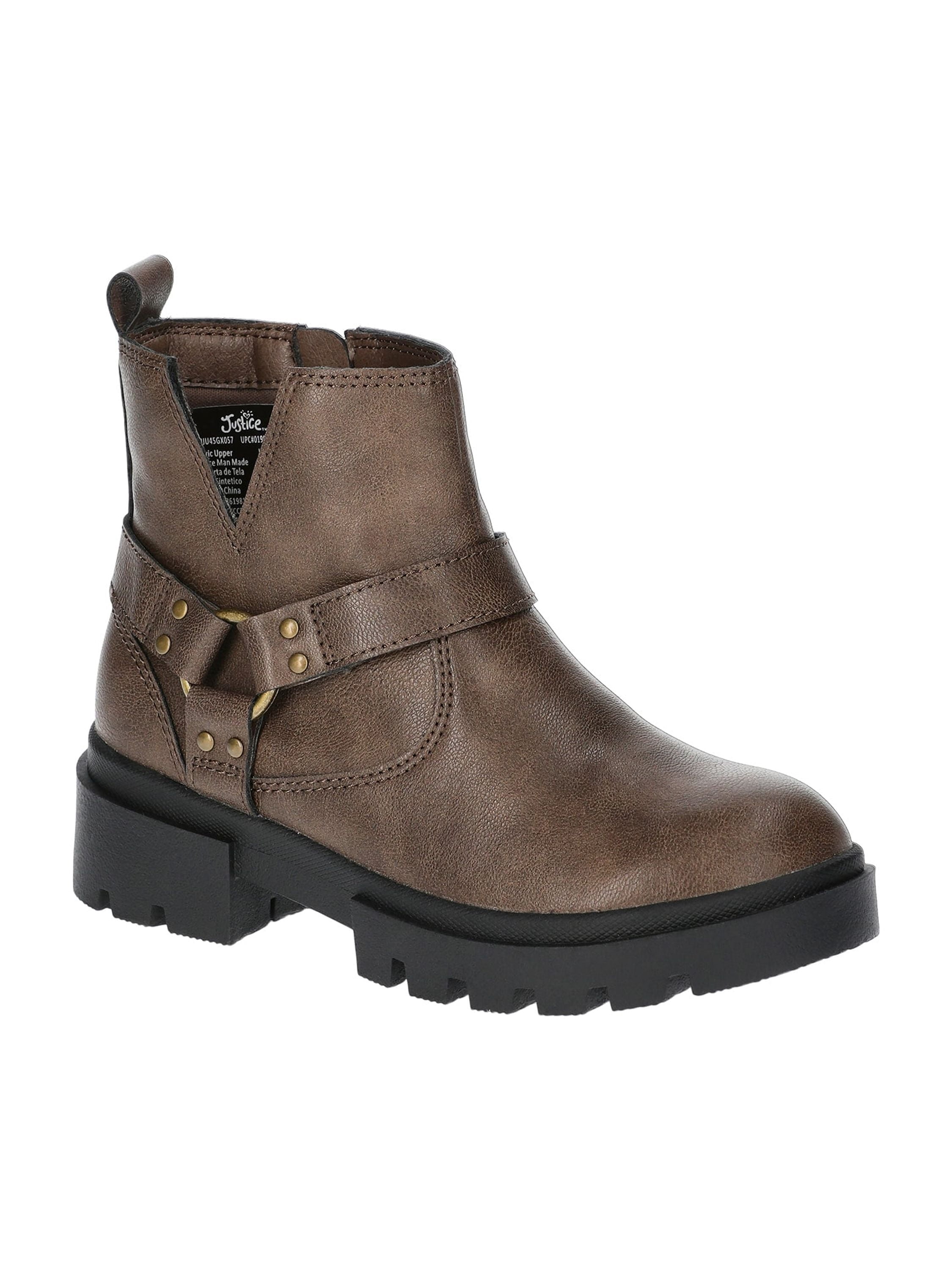 Justice Little and Big Girls' Faux Leather Moto Boots - Walmart.com