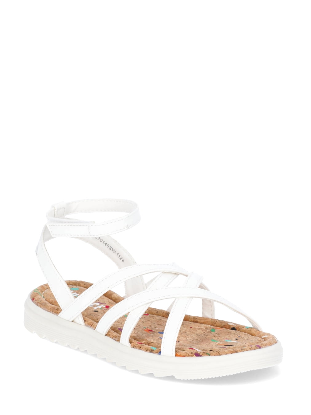 Justice Girls Strappy Gladiator Sandals with Cushioned Footbed, Faux ...