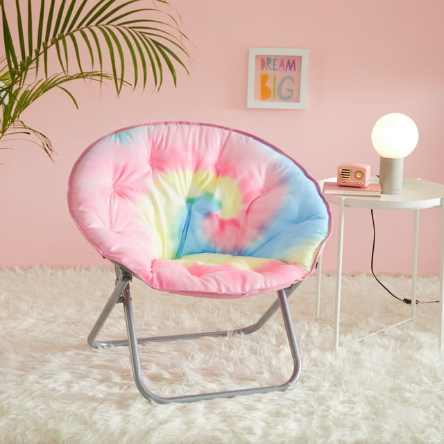 Justice Folding Cozy Fluffy Furry Oversized Faux Fur Saucer Chair with ...