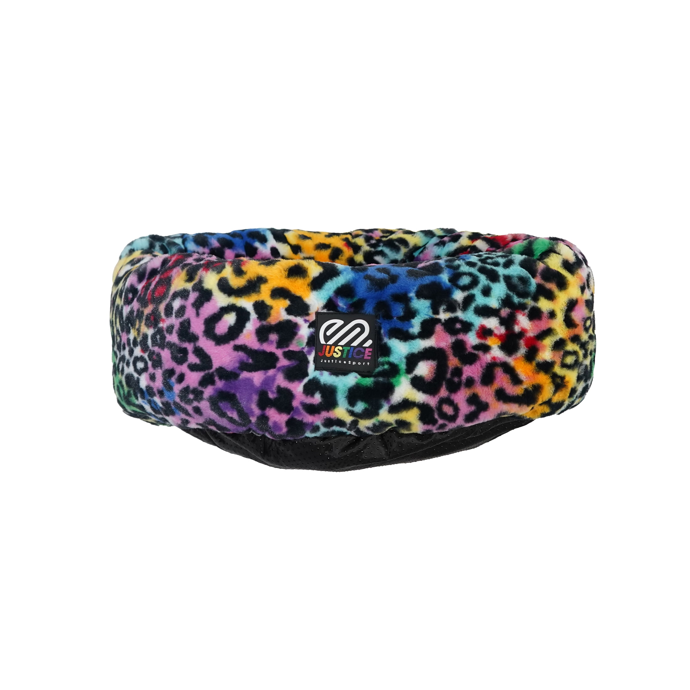 Justice Pet Beds Medium Rainbow Leopard Plush Round Bed, Rainbow ...