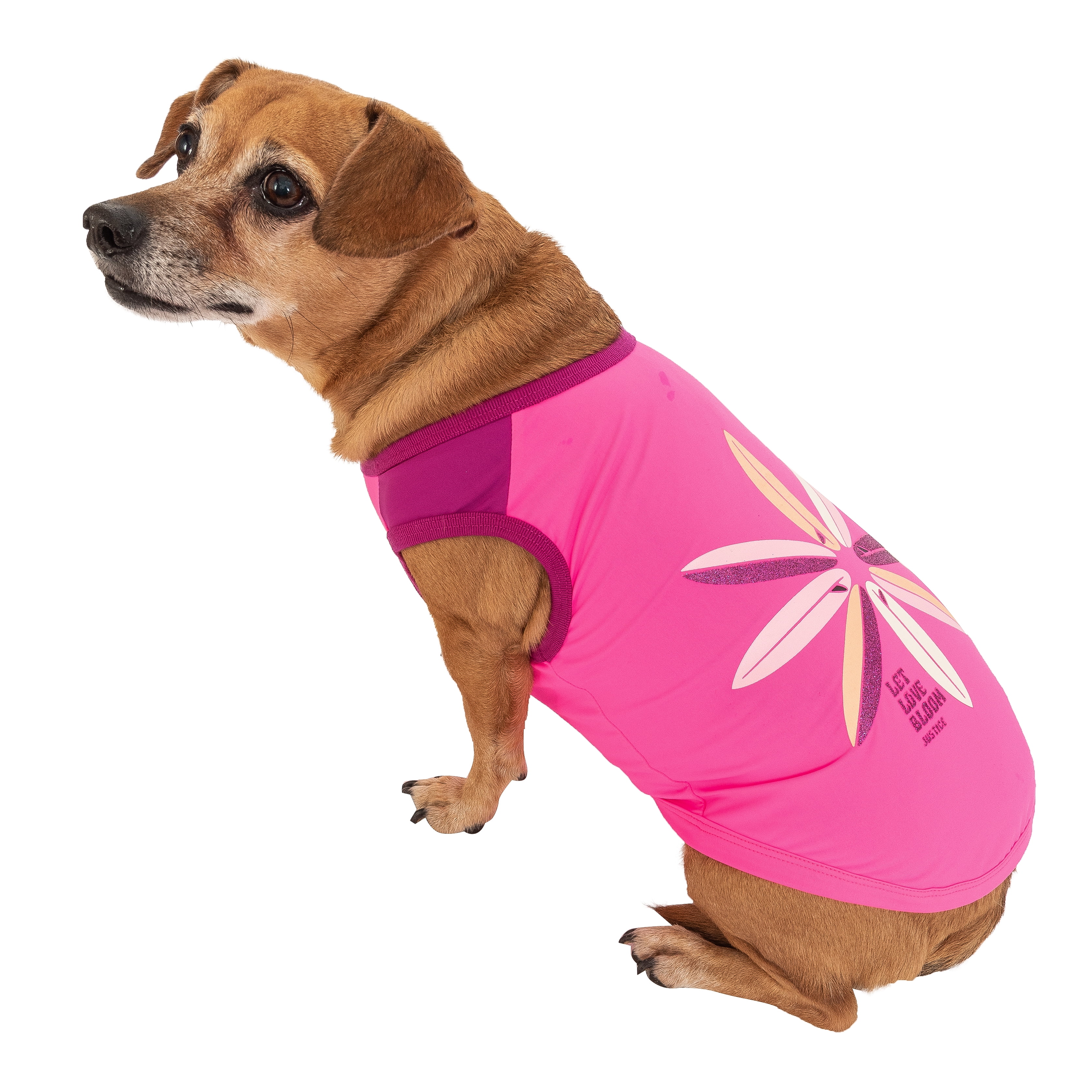 Justice Pet Cooling Polyester Let Love Bloom Dog Tank Top, Pink, M ...