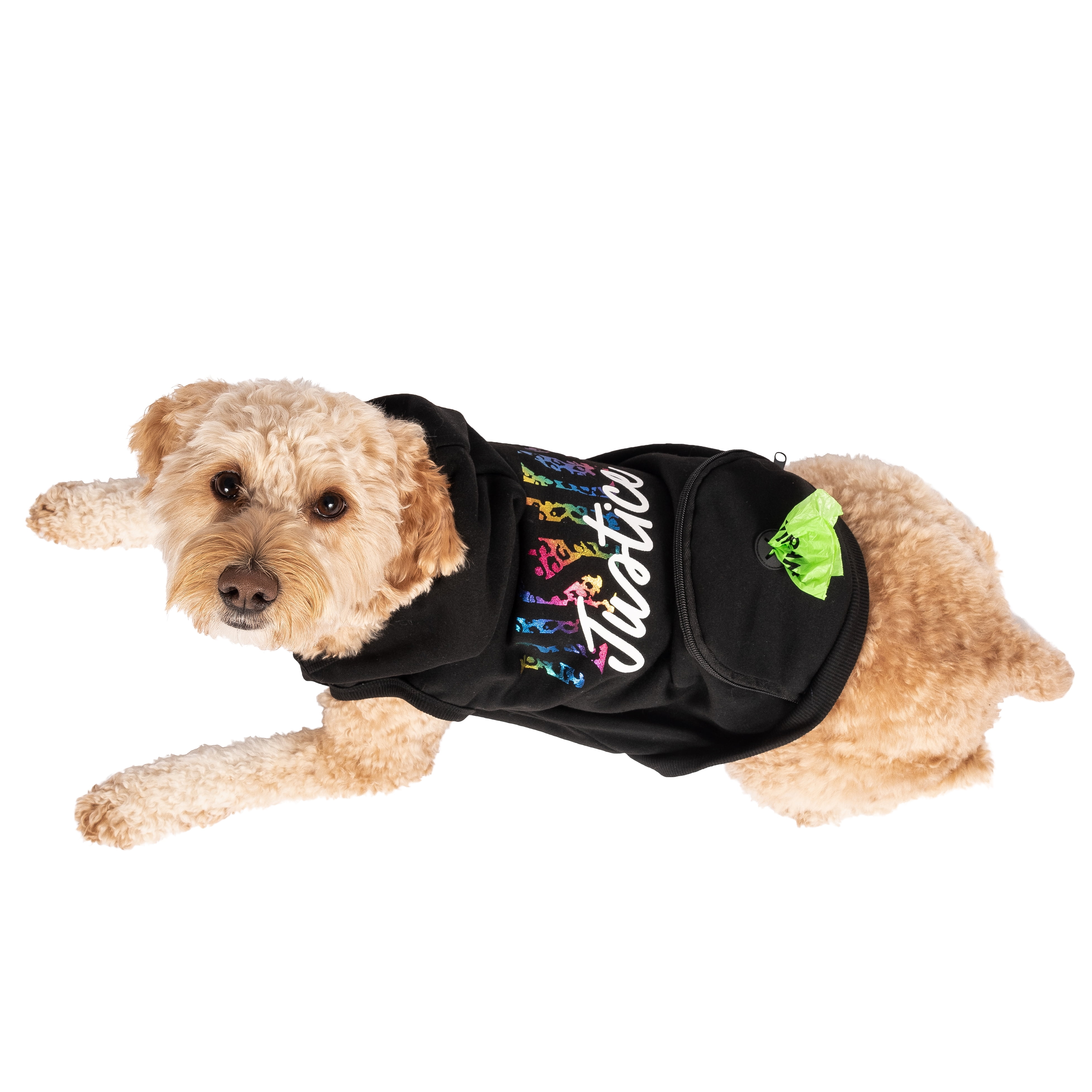 Justice Pet Polyester Printed Fleece Hoodie, Black, XS - Walmart.com