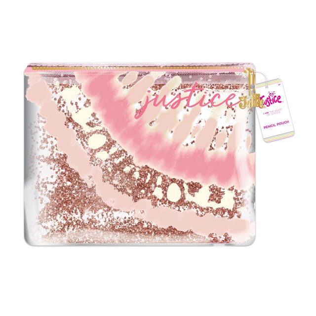 Justice Pink Glitter Tie-Dye Pencil Pouch with Zipper - Walmart.com