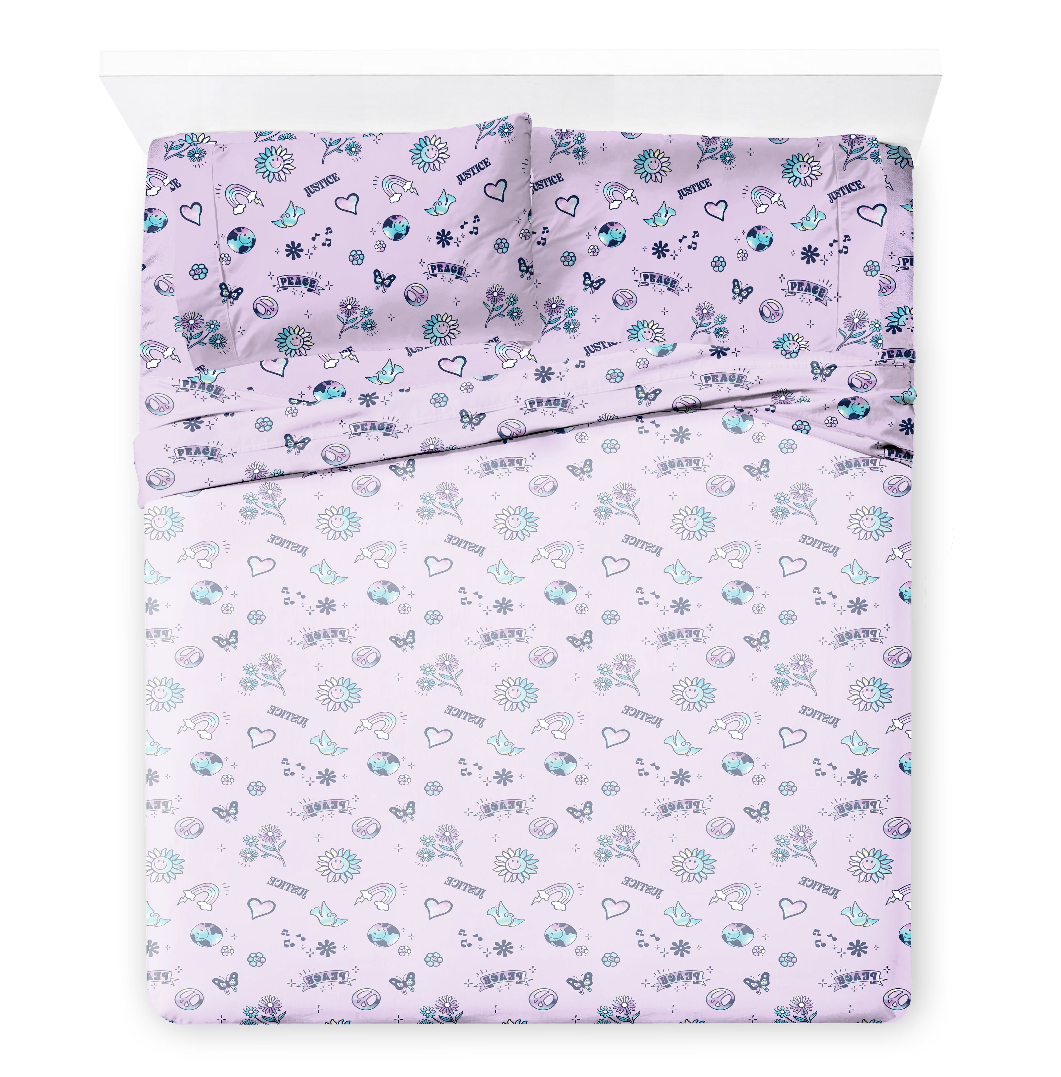 Justice Power to the Peaceful Full Sheet Set, Kids Bedding, 100% ...