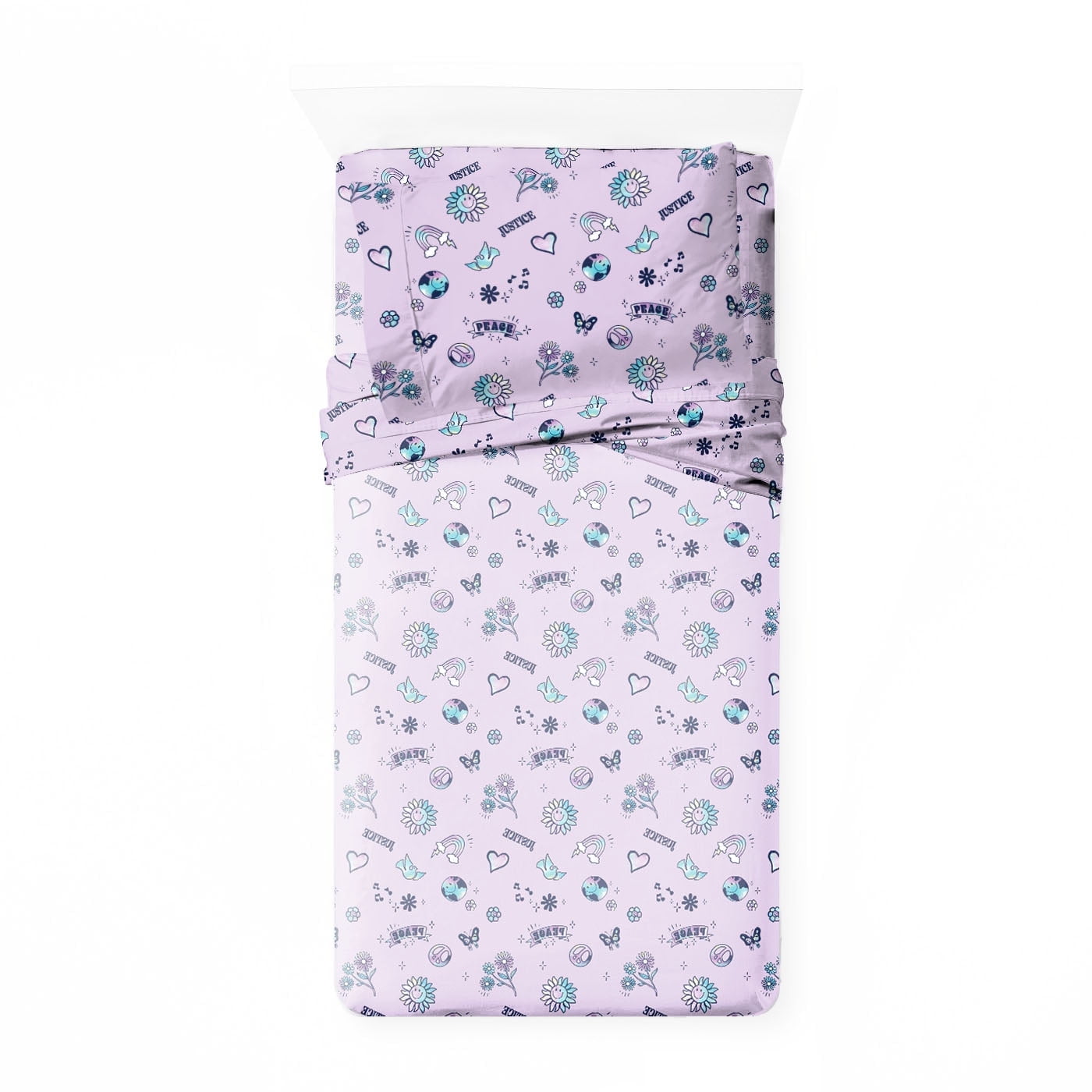 Justice Power to the Peaceful Twin Sheet Set, Kids Bedding, 100% ...