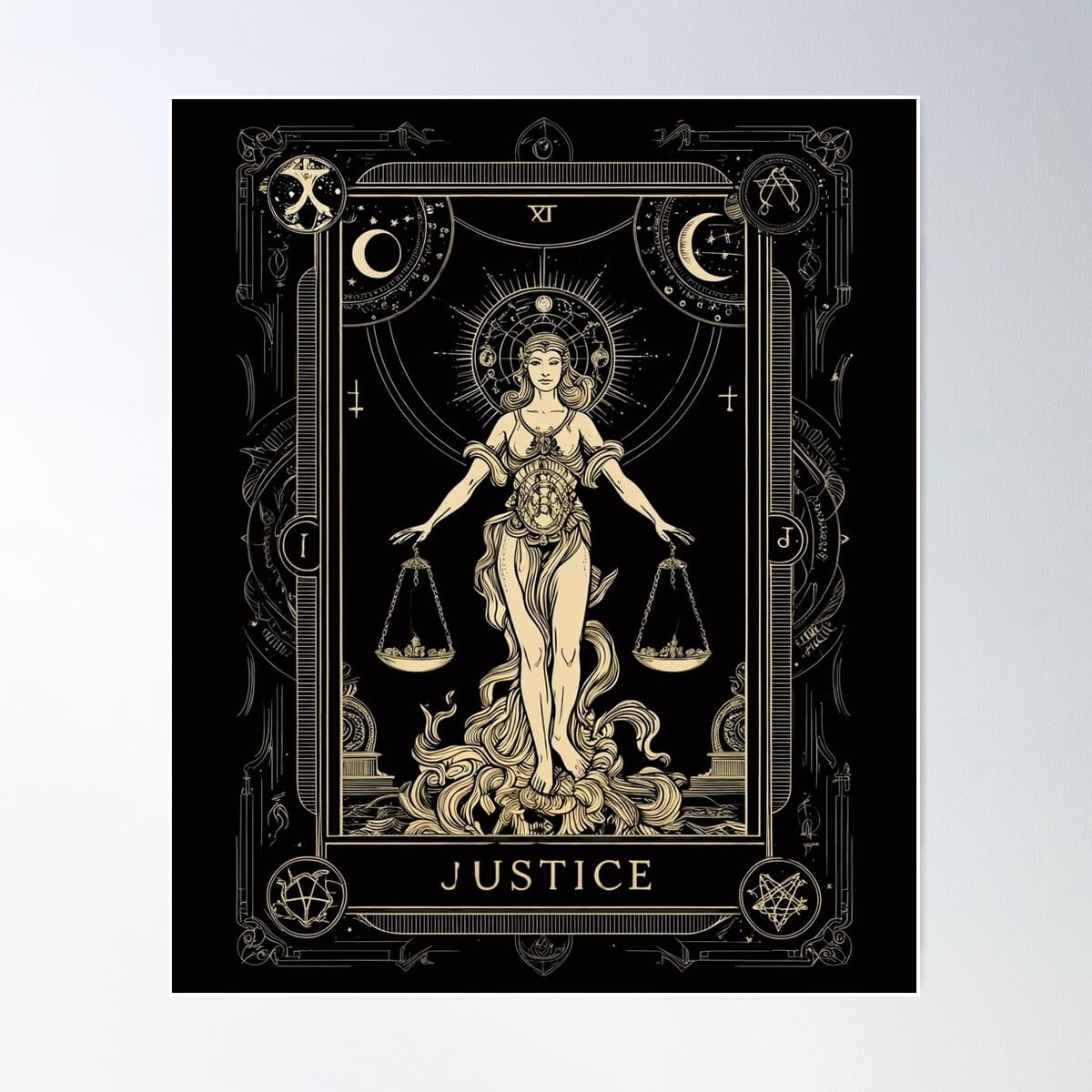 Justice Tarot Card – Balance,Fairness Poster Wall Art, Modern Wall ...