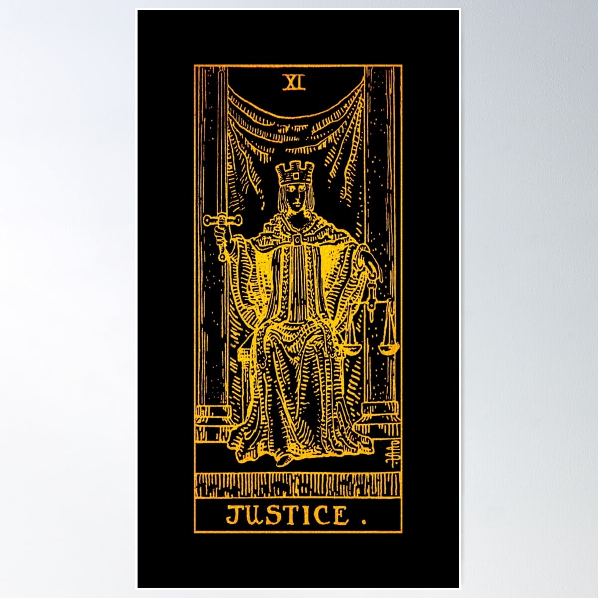 Justice Tarot Card | Gold And Black | Major Arcana Of The Rws Deck ...
