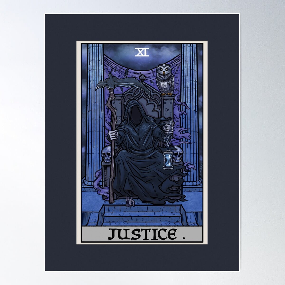 Justice Tarot Card Grim Reaper Halloween Gothic Gift Poster Wall Art, Modern Wall Decor For ...