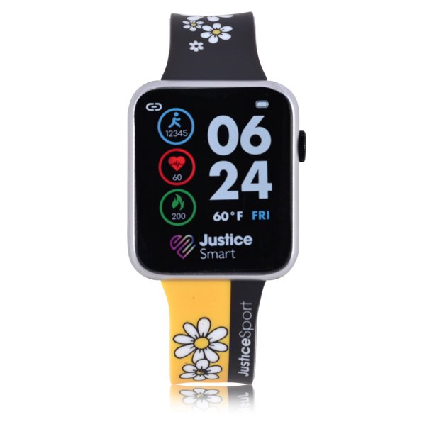 Justice Unisex Child Smartwatch with Rectangle Face and Black Yellow ...