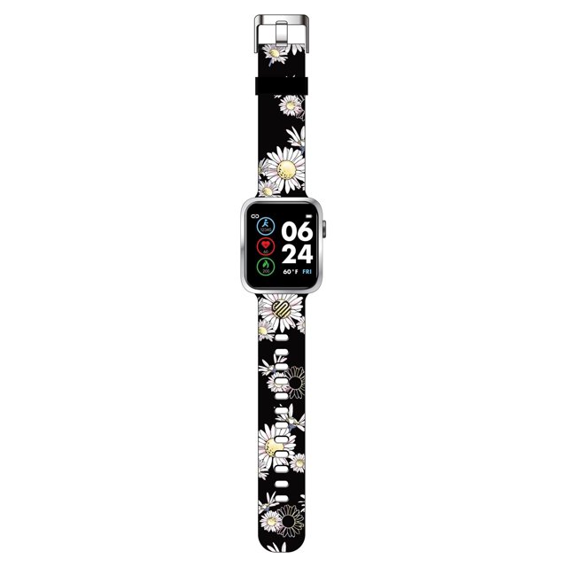 Justice Unisex Tween Smart Watch in Black Daisy Strap with Silicone ...