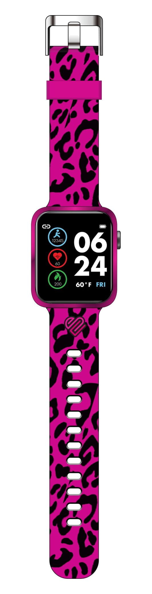 Justice Unisex Tween Smart Watch with Silicone Strap in Pink and Black ...