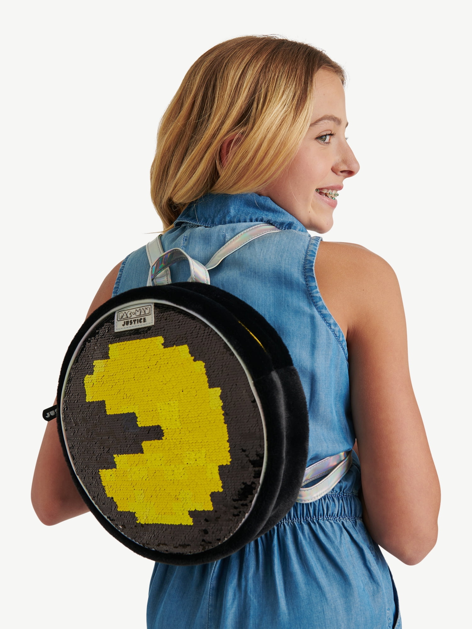 Justice Girls PAC-MAN Sequin Mini Backpack, Black/Yellow - Walmart.com