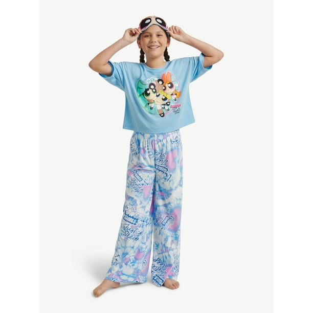 Justice x PowerPuff Girls Top and Wide Leg Pant with Sleep Mask Pajama ...
