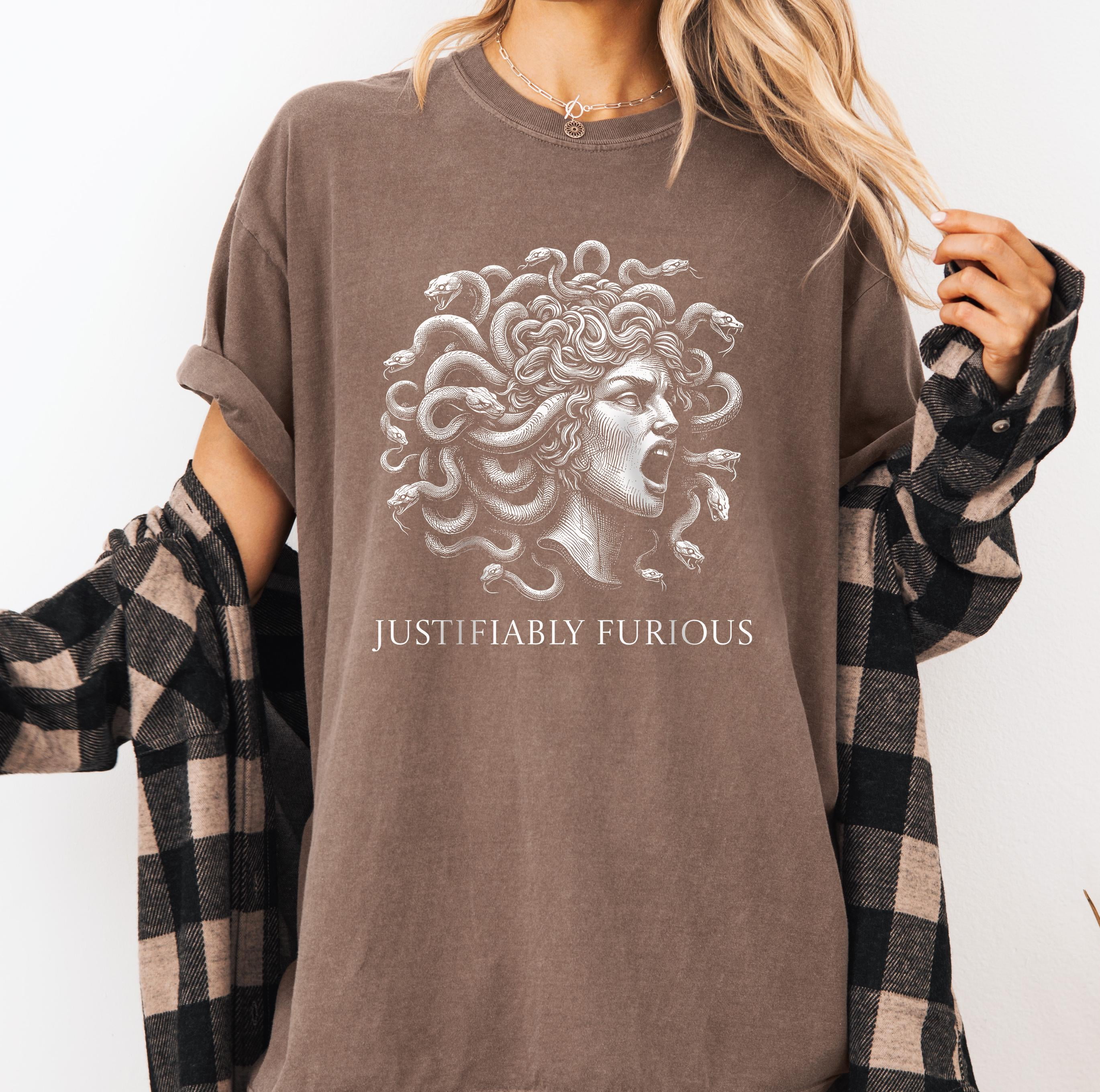 Justifiably Furious, Medusa Comfort Colors T-Shirt, Bold Greek ...