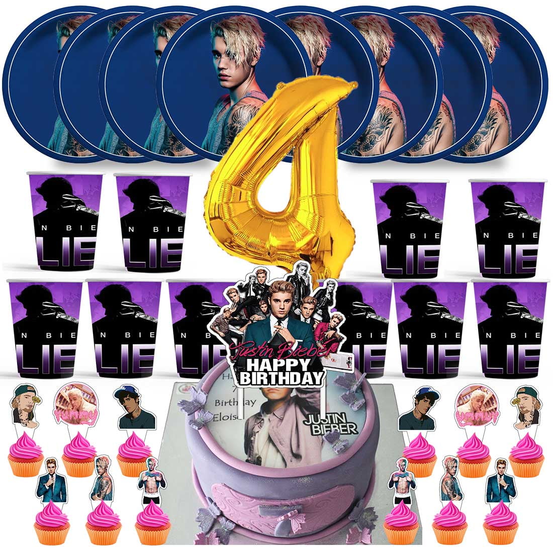Justin Bieber Birthday 4th Cups Party Supplies Plates Fans Decorations ...