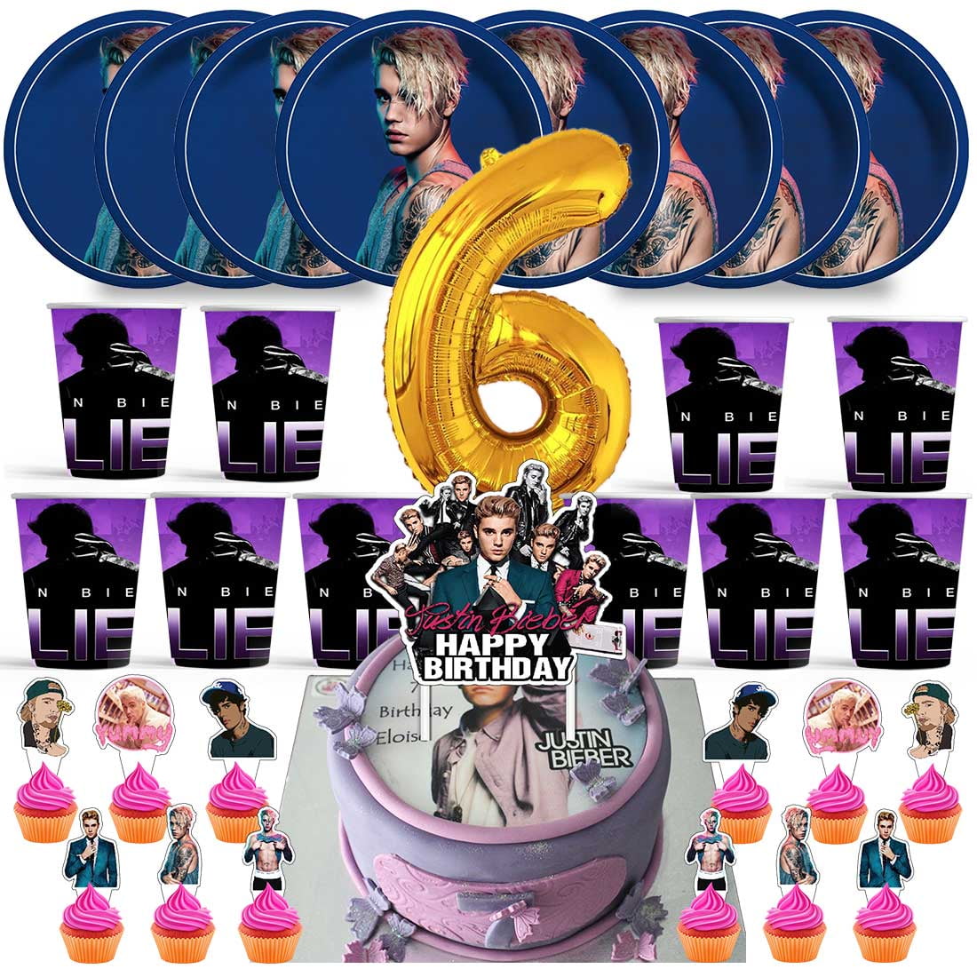 Justin Bieber Birthday 6th Cups Party Supplies Plates Fans Decorations ...