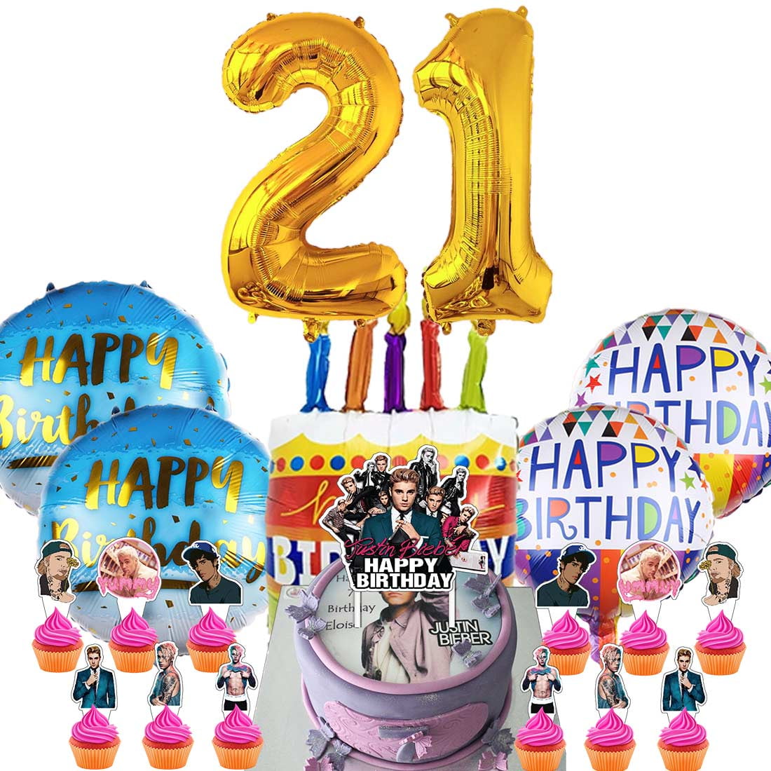 Justin Bieber Party Supplies 21th Decor Kit Balloons Birthday Cake ...