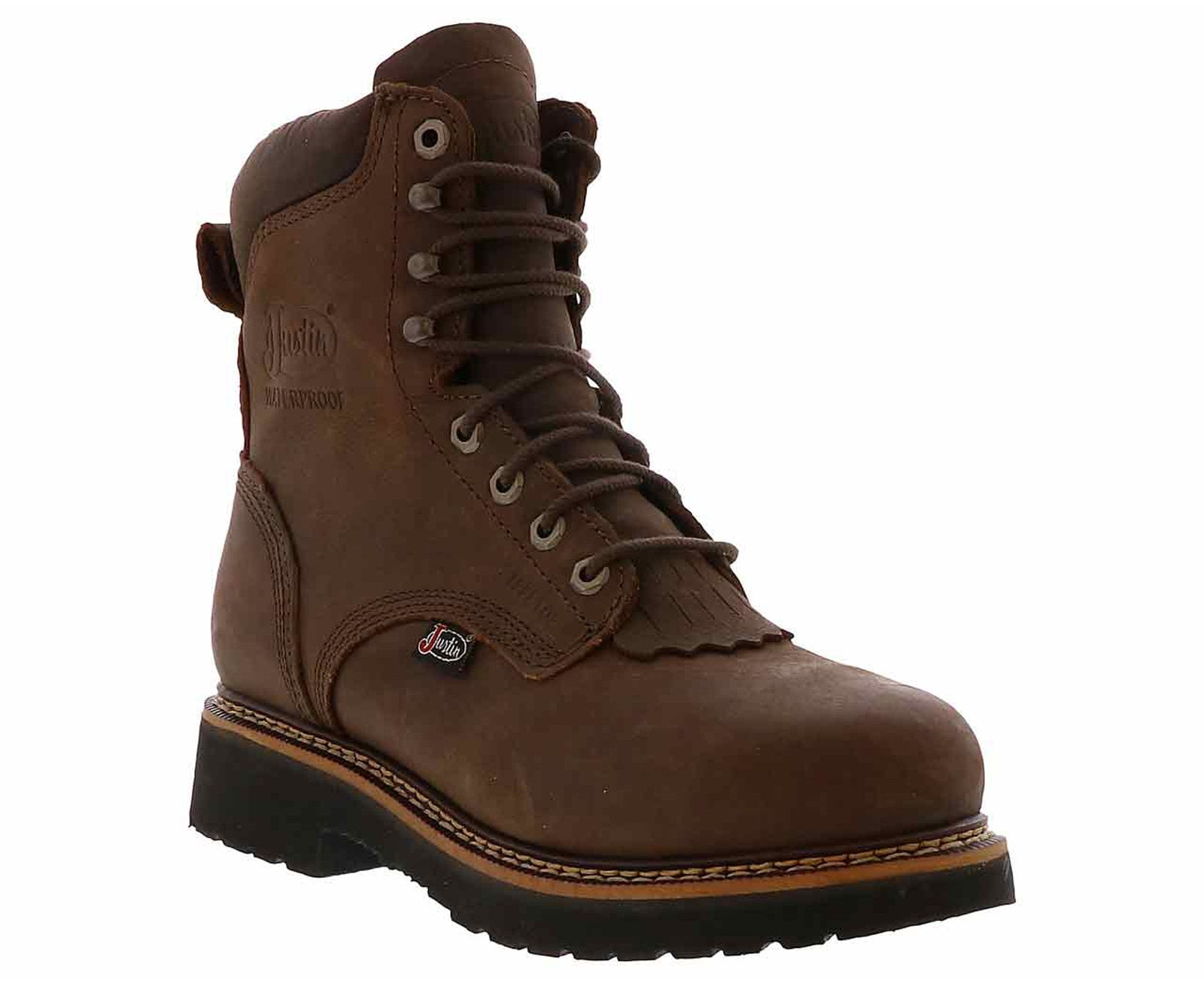 Justin Boots 8-in Rivot Wide-Width Steel Toe Work Boot | OW458 Brown ...