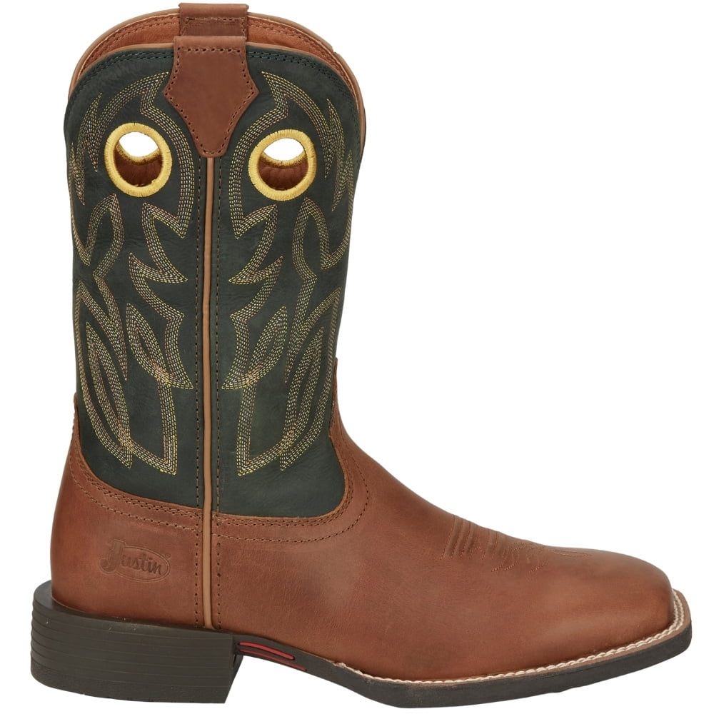 Justin Boots Mens Bowline 11 Inch Square Toe Pull On Cowboy Mid Calf ...