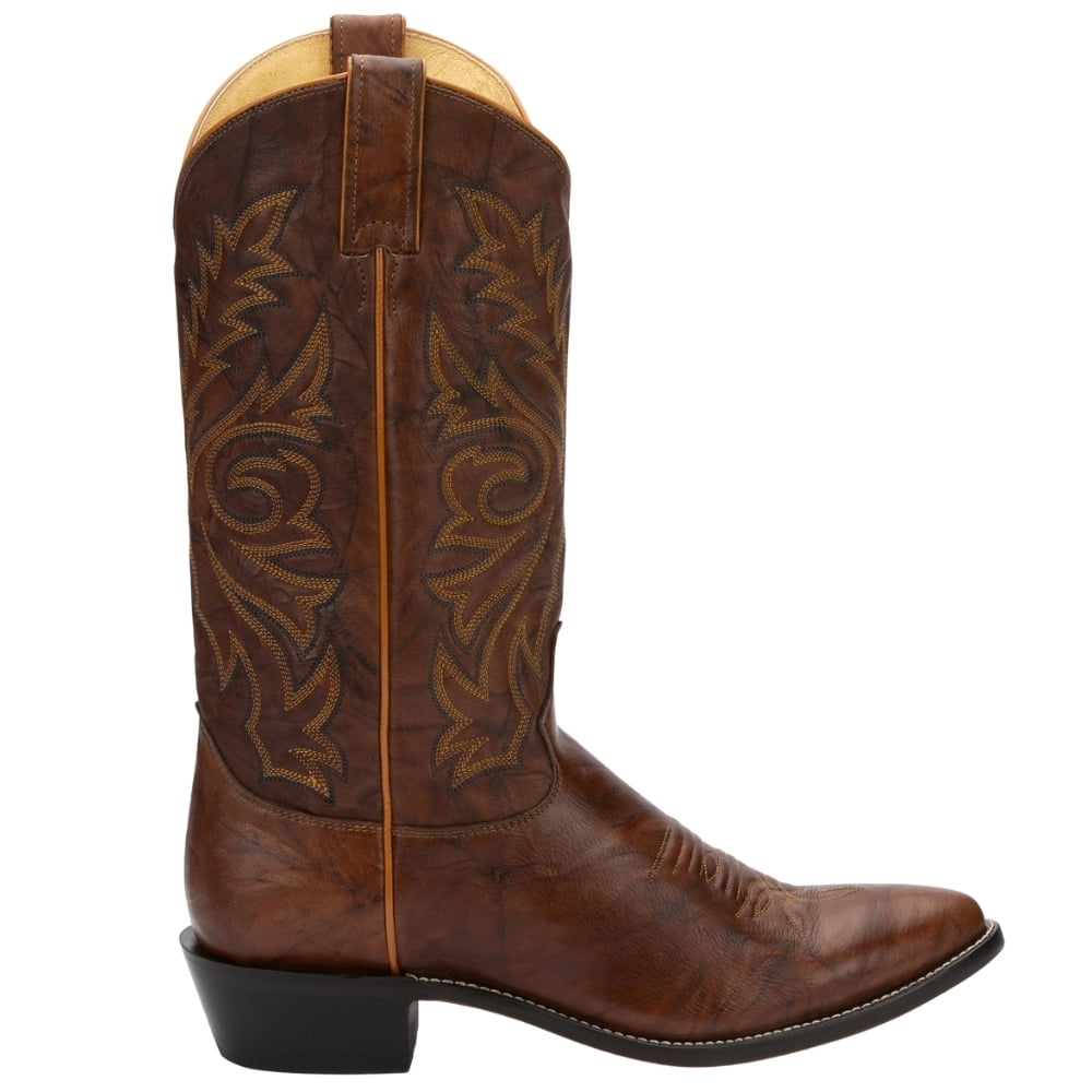 Justin Boots Mens Elmer Embroidered Round Toe Cowboy Mid Calf Boots ...