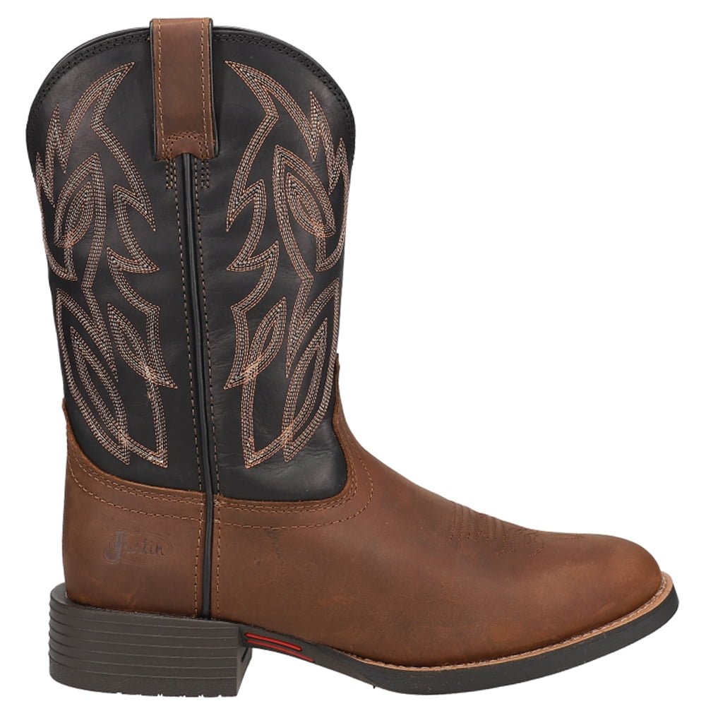 Justin Boots Mens Rendon Embroidered Round Toe Pull On Cowboy Mid Calf ...