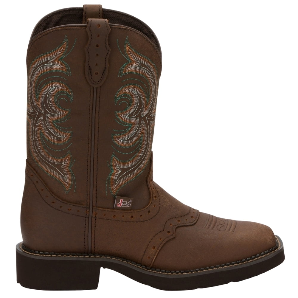 Justin Boots Womens Inji Embroidered Square Toe Cowboy Mid Calf Boots ...