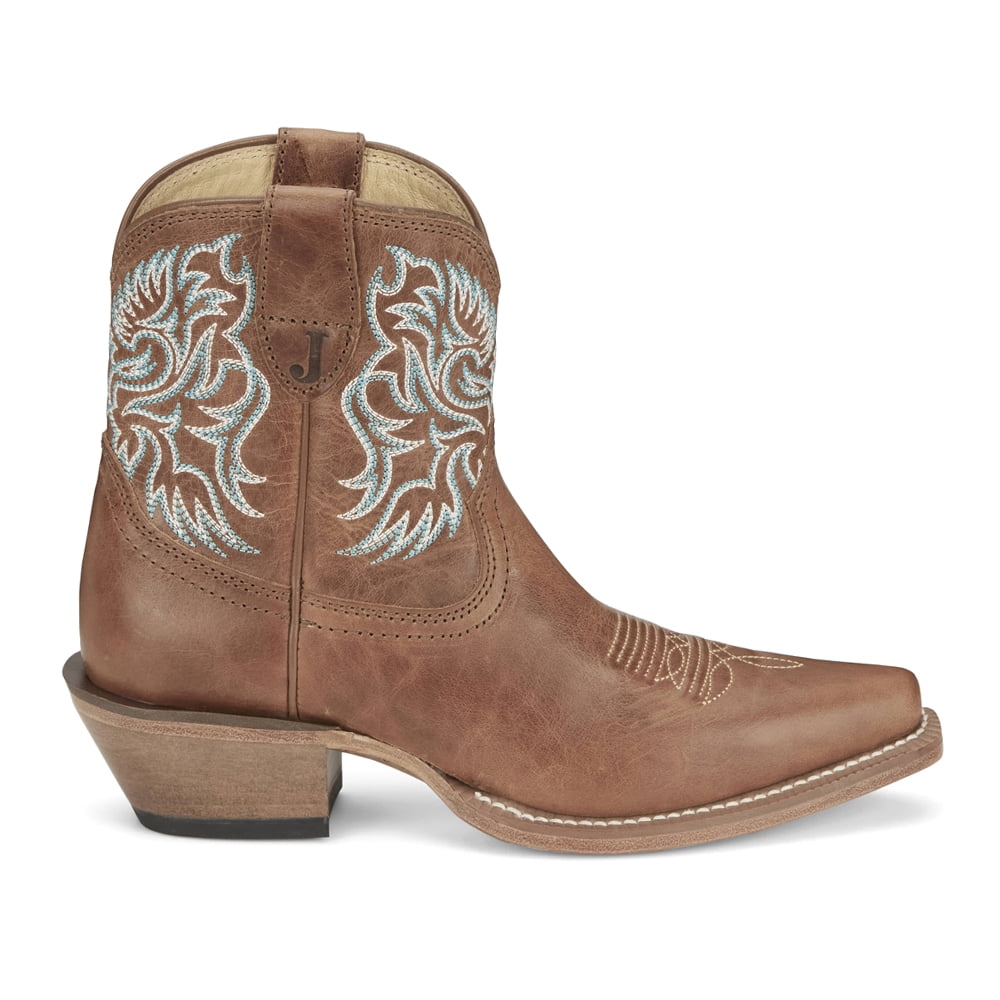 Justin Boots Womens Isabella Embroidered Snip Toe Cowboy Ankle Dress ...